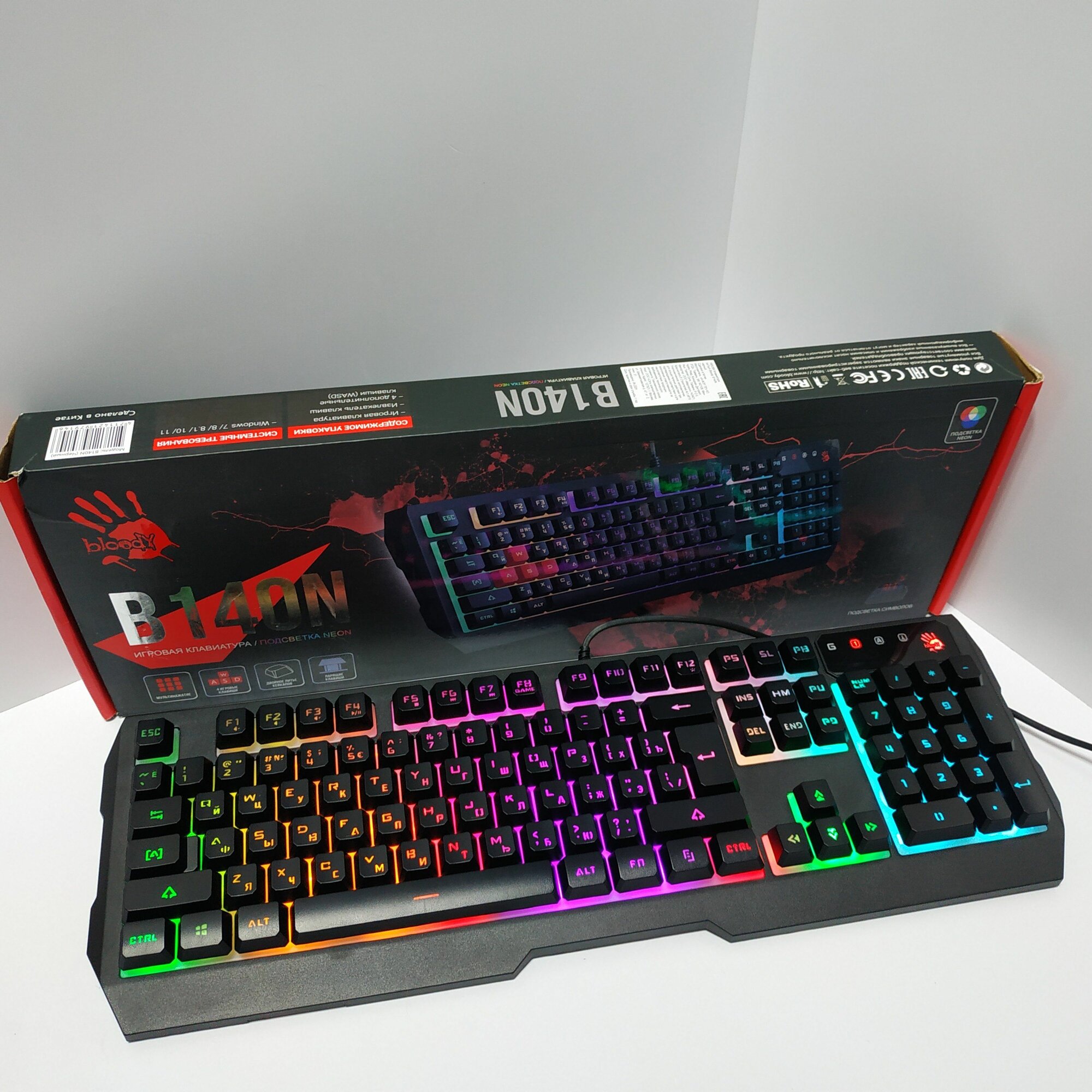 Игровая клавиатура A4Tech Bloody B140N с подсветкой. Товар уцененный