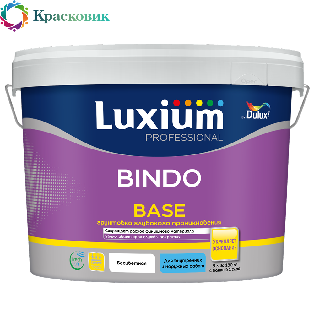 Грунтовка DULUX BINDO BASE универсальная, глубокого проникновения, концентрат 1:1 9л