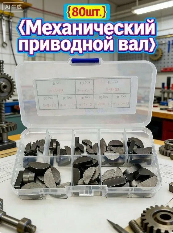 Универсальный набор шпонок полукруглых 8 размеров 80 шт крепеж для домашнего ремонта