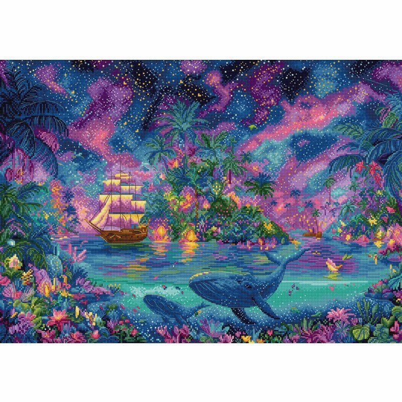 Набор для вышивания LetiStitch #L9978 Небесные острова, Счетный крест, 43 x 31 см