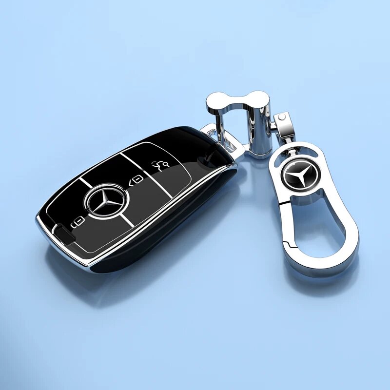 Ключевой брелок для Mercedes A-класса с металлическим ремешком классический черный 2019-2025 гг. премиум защита