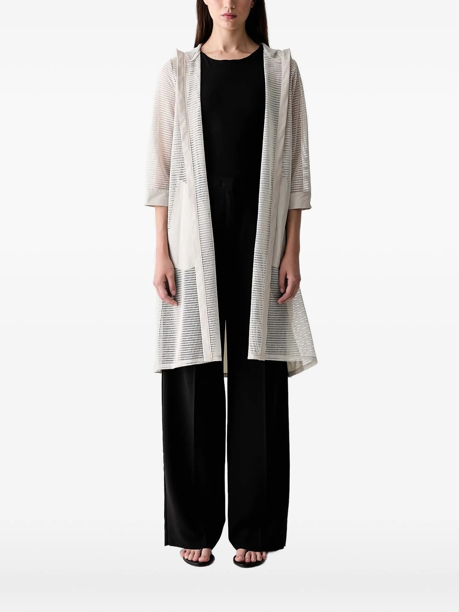 Куртка Joseph Ribkoff Mesh-panelled hooded jacket, размер 40, бежевый/белый