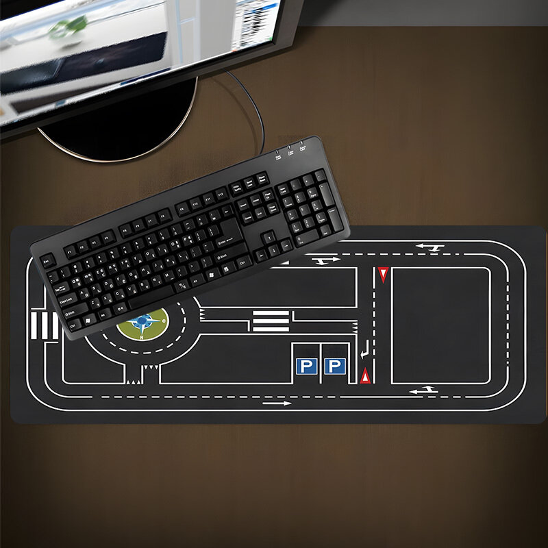 Игровой коврик для мыши XXL Future Race Track, 80x30 см, с зоной парковки и светофорами