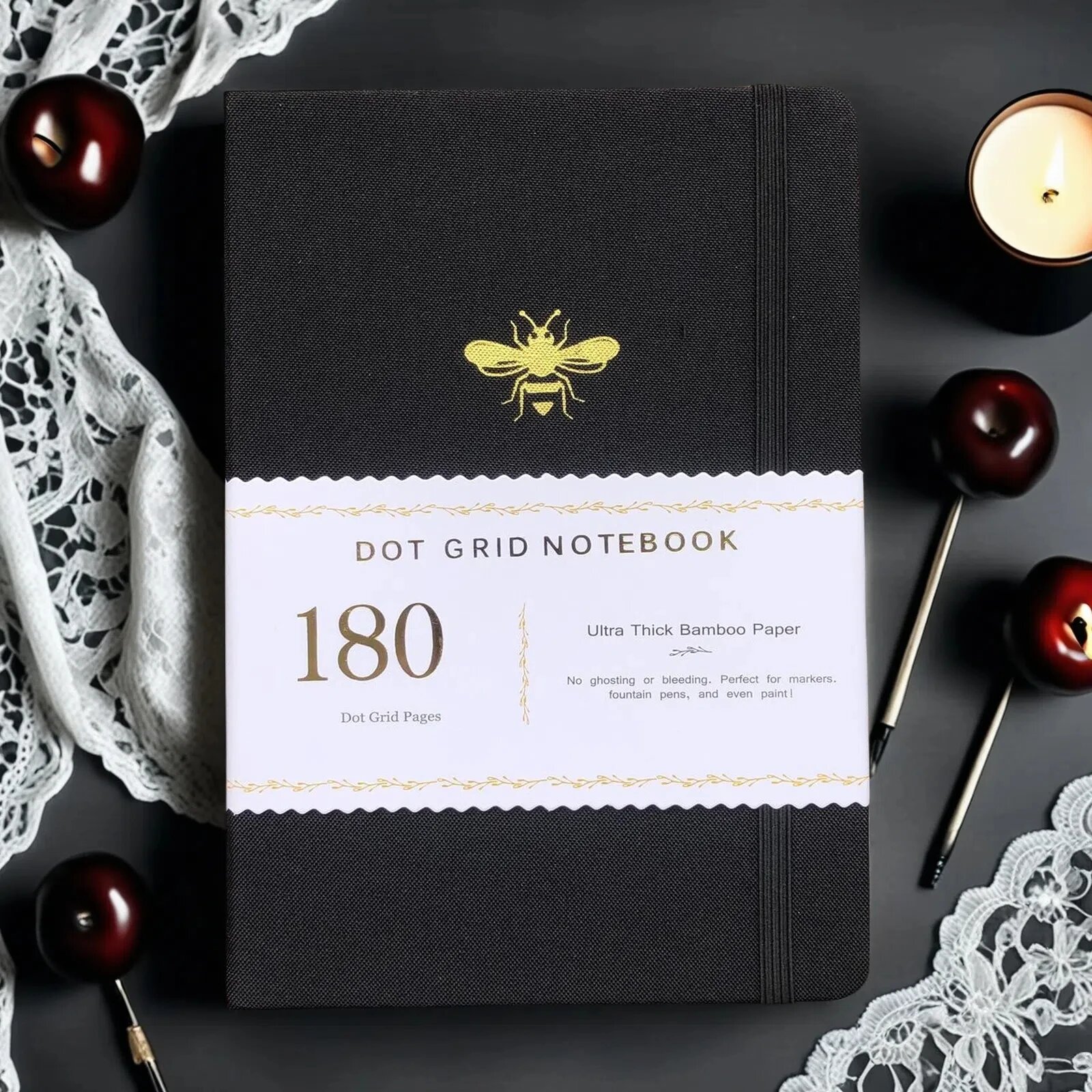 Блокнот Buke Notebook А5 горошек серебристый край