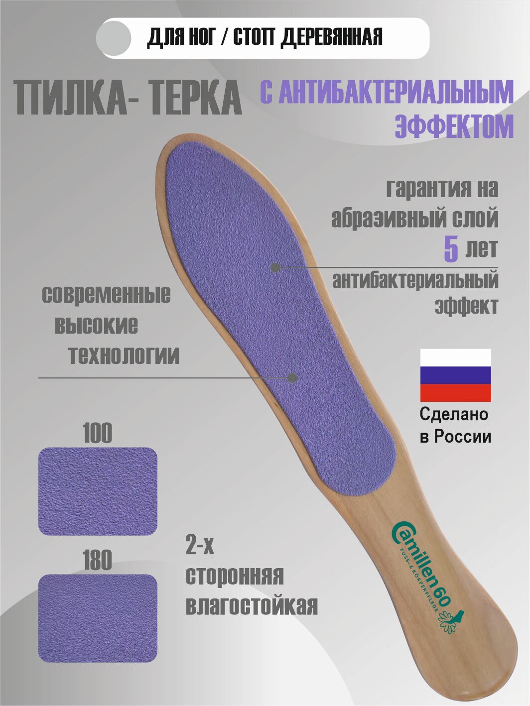 Нано пилка для пяток/ Терка для пяток / Пемза для ног/ 27 см, ЛАК.
