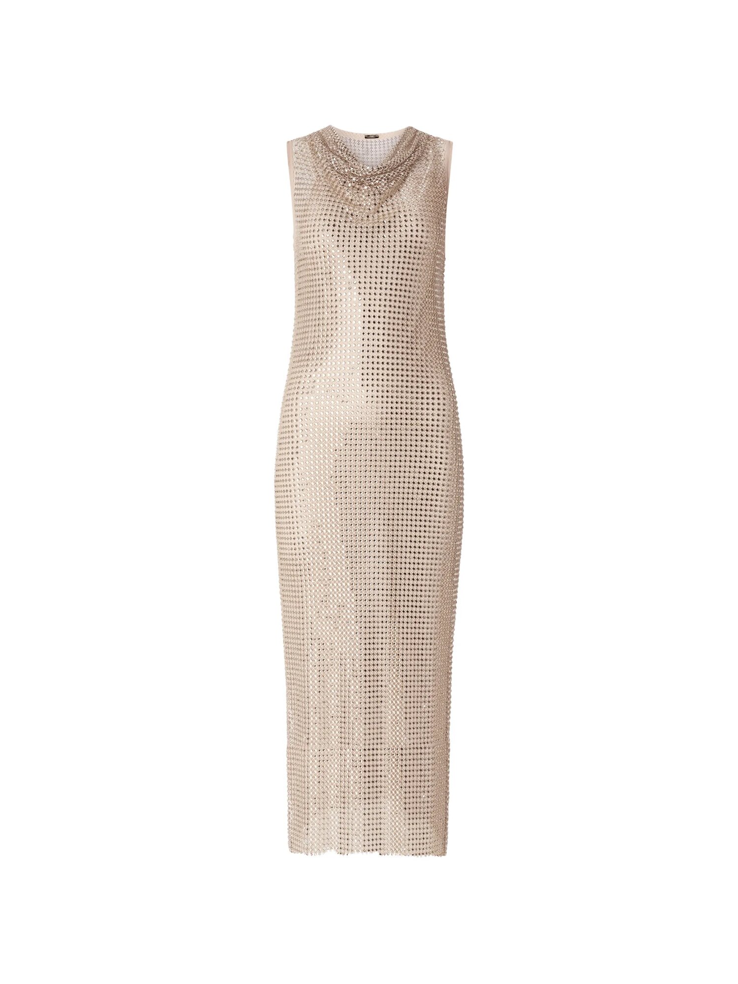 Платье Mesh-effect midi dress with rhinestones