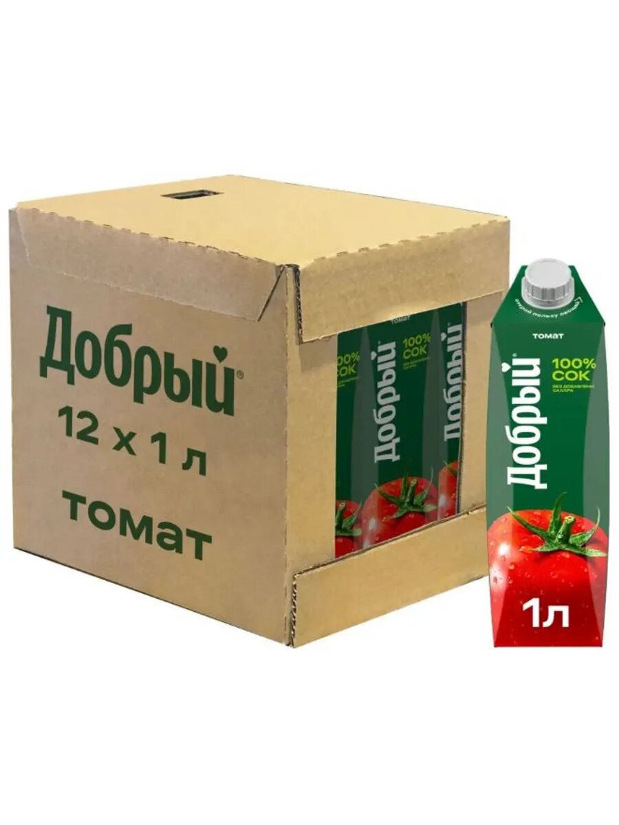 Добрый Сок томатный, 12 шт по 1 л