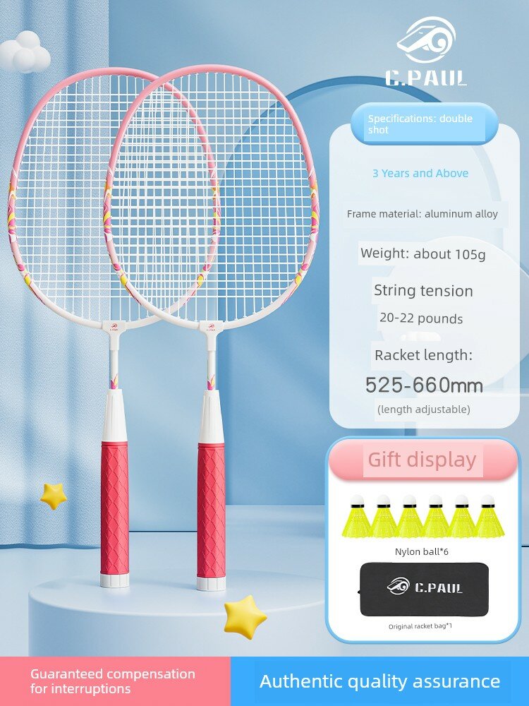 Children's Badminton Racket, Genuine, Professional, Durable, Single and Double Rackets, Ultra-Light, Retractable,