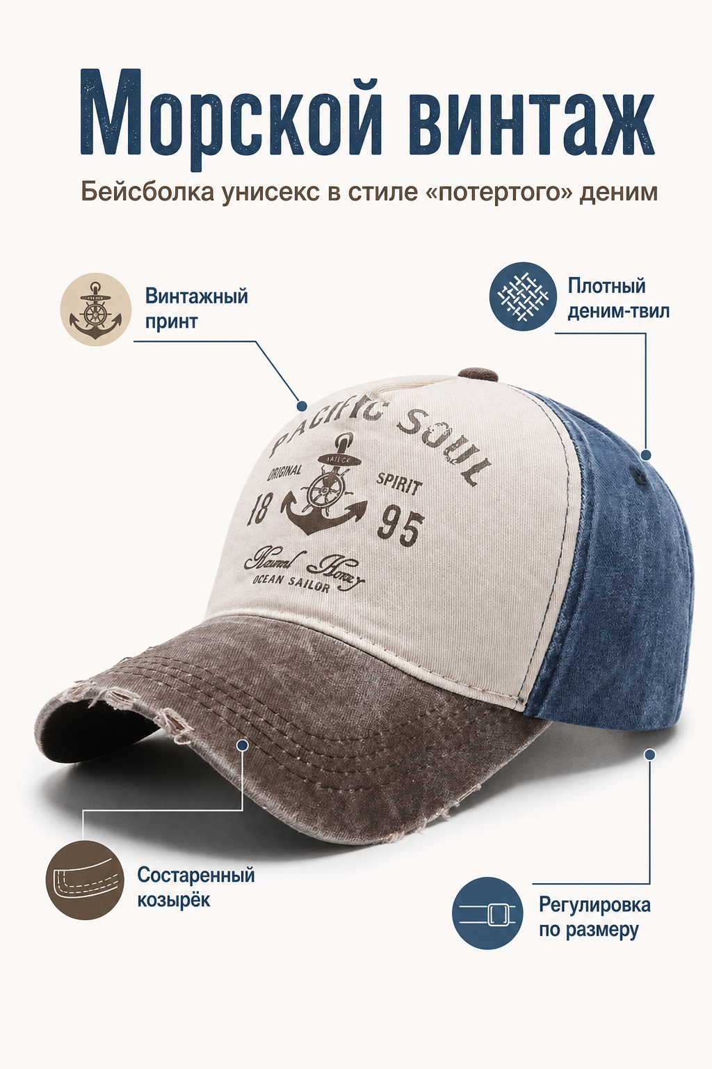 Бейсболка  Моряк для мужчин