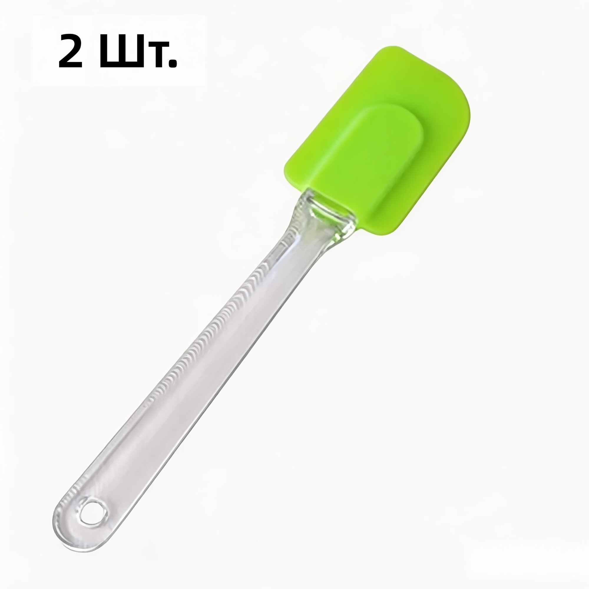 Лопатки для выпечки 2 шт, зеленые, с прозрачной ручкой, термостойкие пищевые, для смешивания теста и намазывания крема/варенья, не царапают покрытие, с подставкой и отверстием для подвешивания