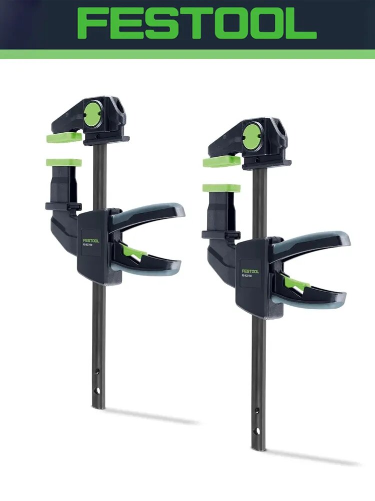 FESTOOL FS-EZ 150/2 Струбцина для работы одной рукой. Разнообразные функции. Гибкий зажим. Фиксированный. Удобная часть инструмента.