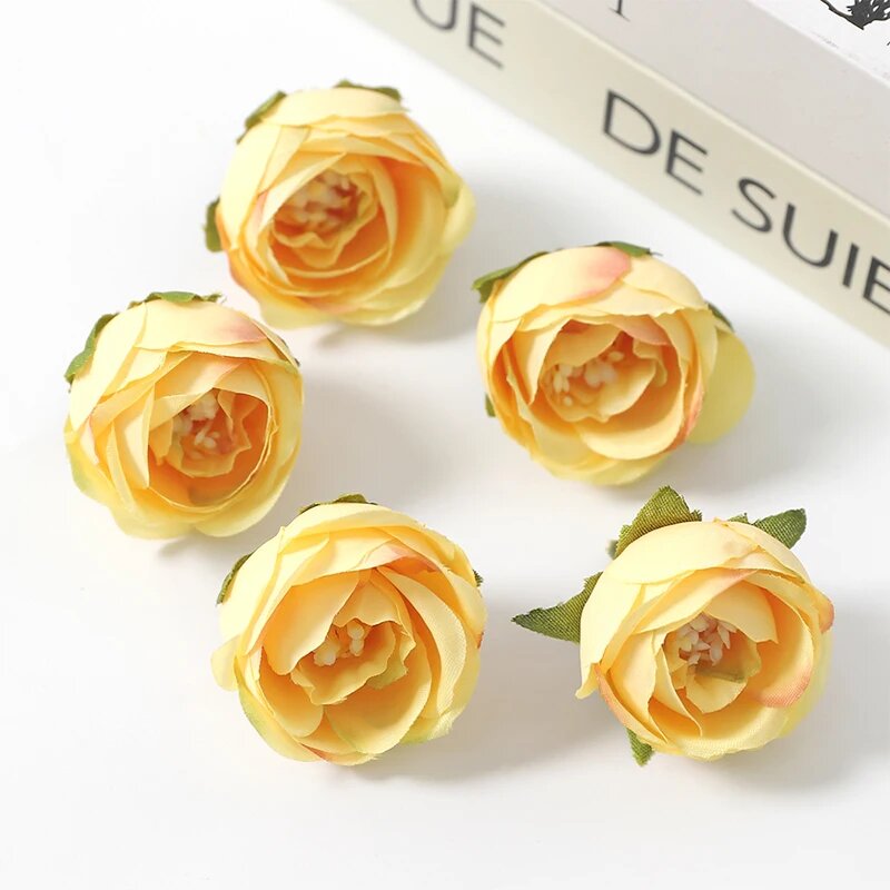 Искусственные розы шелковые 3,5 см Желтый, 20Pcs, Желтый, Yellow