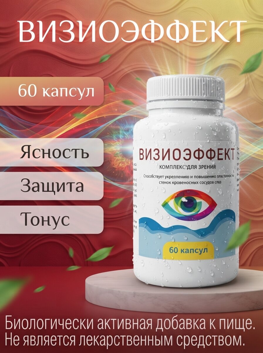 Визиоэффект — БАД для зрения, защита и снижение усталости глаз, банка 60 капсул