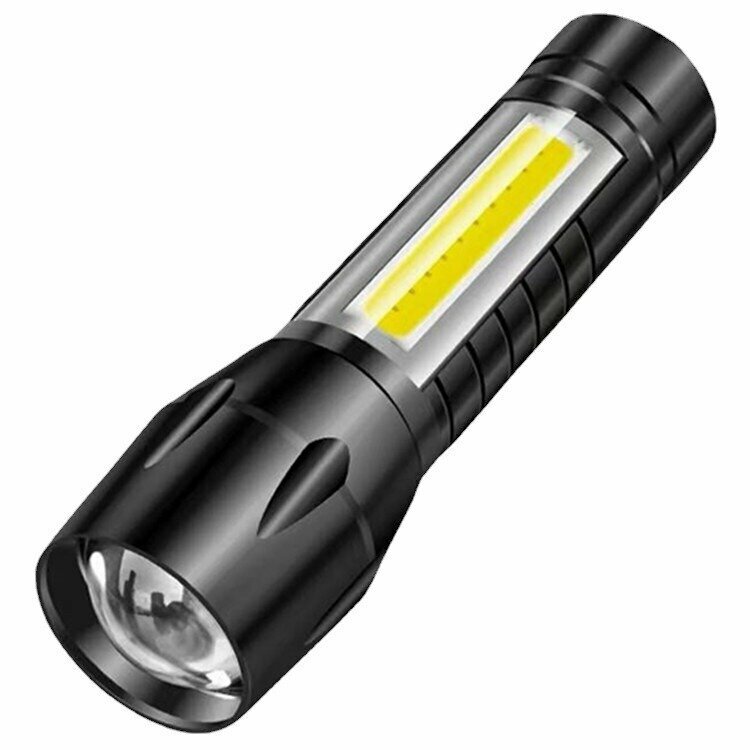 Ручной, аккумуляторный, спортивный фонарик с ZOOM эффектом и подсветкой