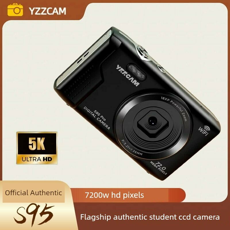 Цифровая камера YZZCAM S95PRO с 7200W/5K сенсором, 30 стилями фильтров, режимом красоты, батареей 950 мАч, картой