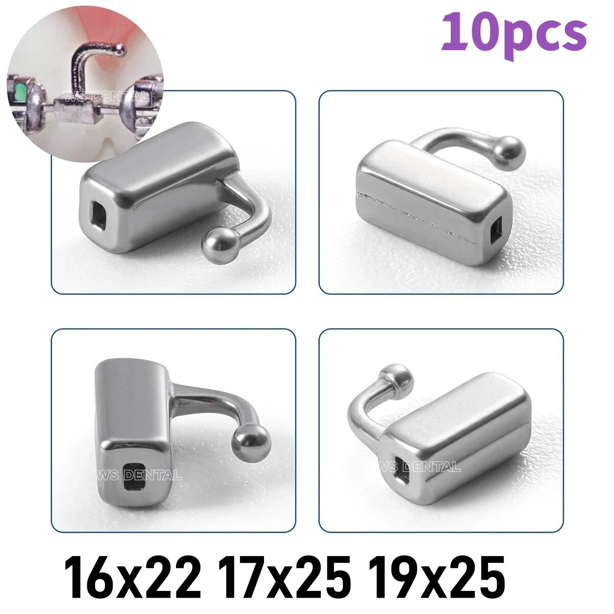 Ортодонтические крючки нержавеющие 19x25, 10шт