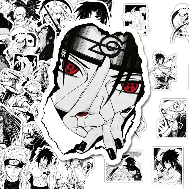 Наклейки NARUTO Uchiha Sasuke, 68 шт, милые, 2D, граффити, для декора, аниме-аксессуары, оптом