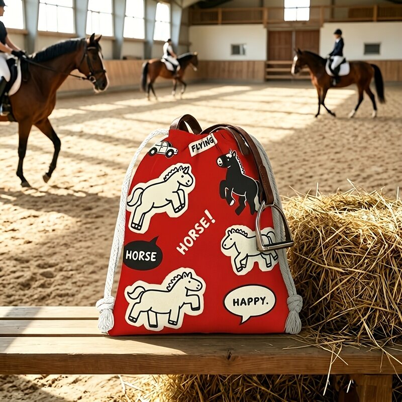 Набор из 2 чехлов для стремян с веселым рисунком "Happy Pony", из полиэстера, размер 7.48x9.45 дюйма