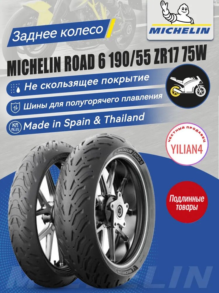 MICHELIN MICHELIN Road 6 Мотошины 190/55 R17 75 W Rear
