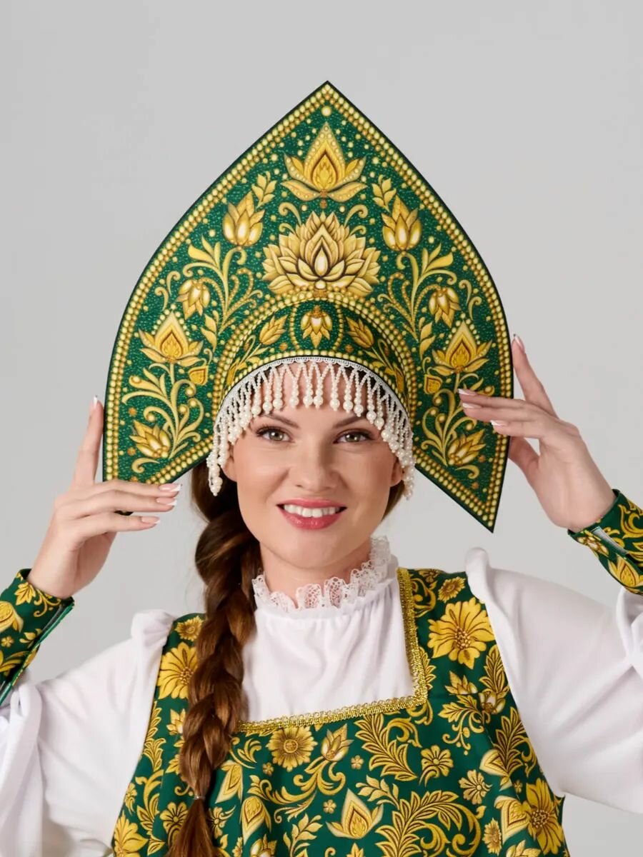 Кокошник зеленый Русская Царевна