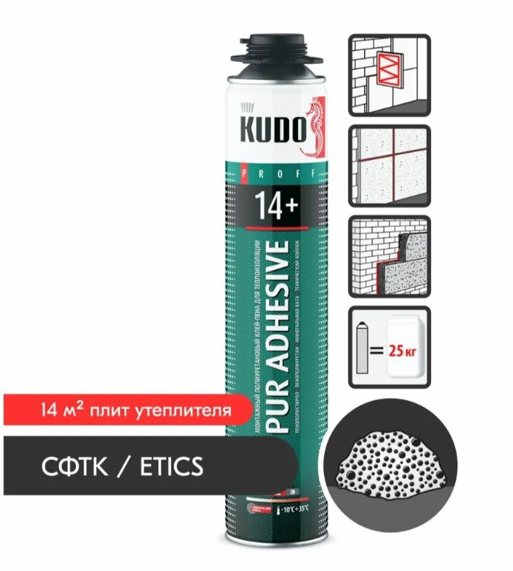 Клей-пена полиуретановый монтажный профессиональный всесезонный KUDO PROFF 14+ APS