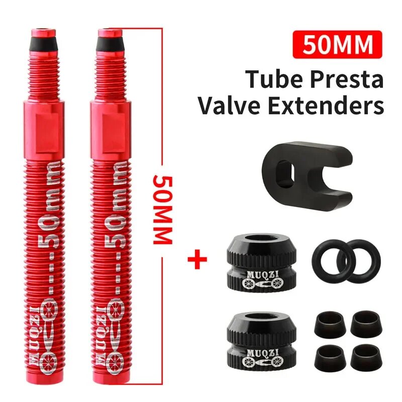 MUQZI Удлинитель клапана Presta 50 мм 60 мм 80 мм 2 шт. 50mm Red Removable