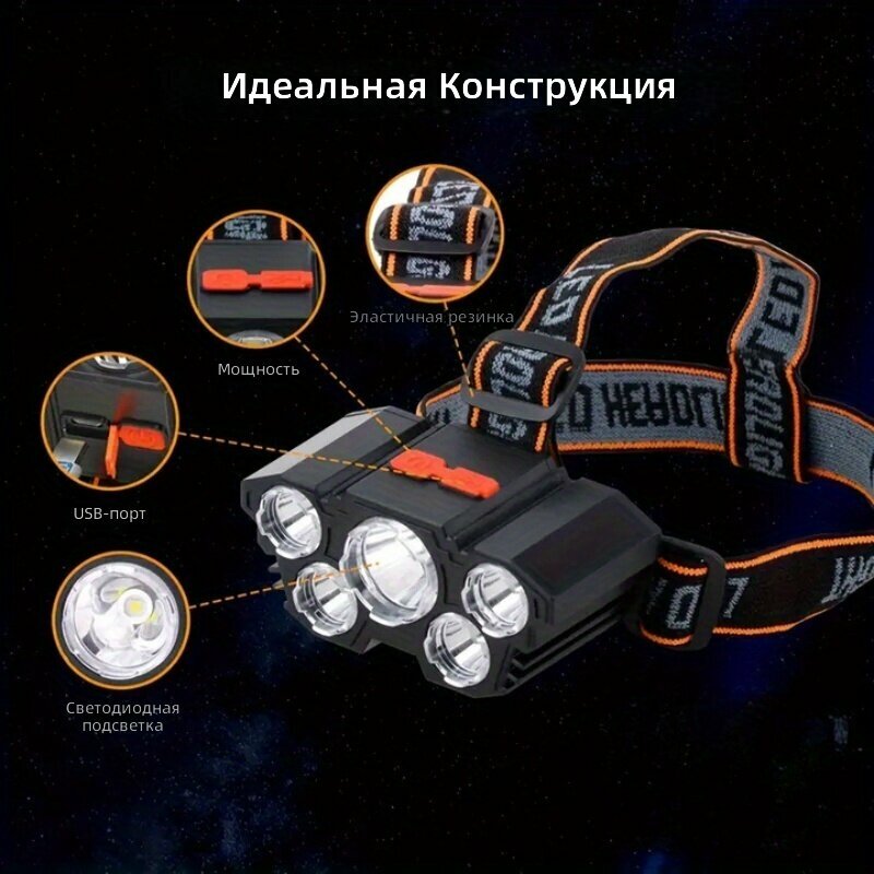 Налобный фонарь LTAW-H, 1 шт, перезаряжаемый сенсорный, легкий, для кемпинга, ночного бега, рыбалки и альпинизма