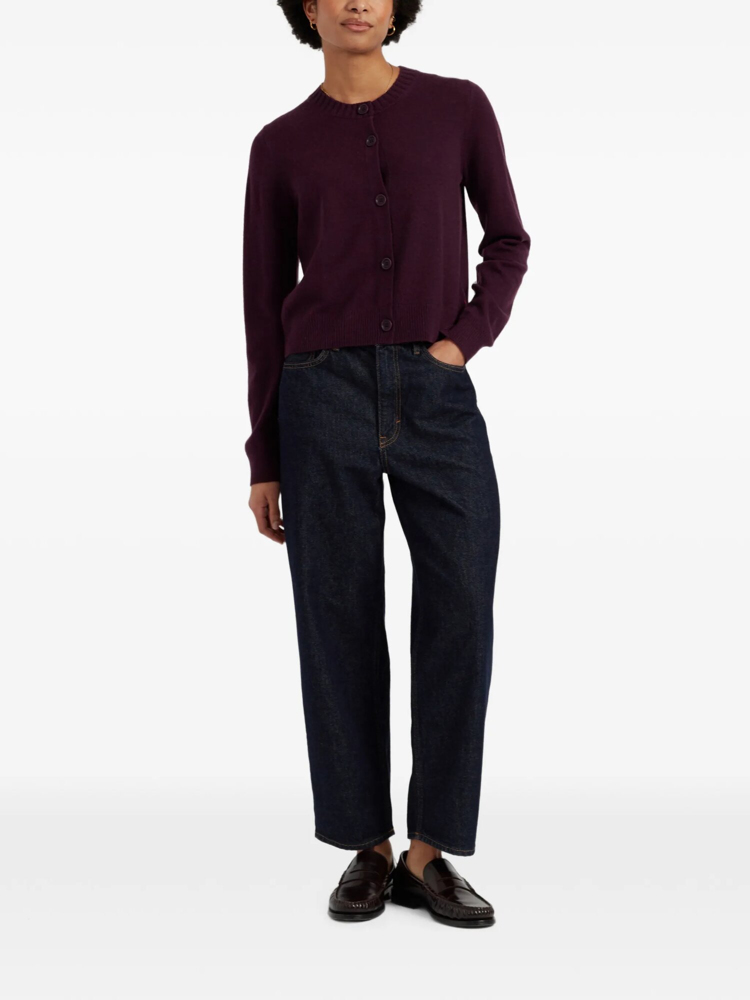 Кардиган Chinti & Parker Crew-neck button-up cardigan, размер L, purple — фото 1
