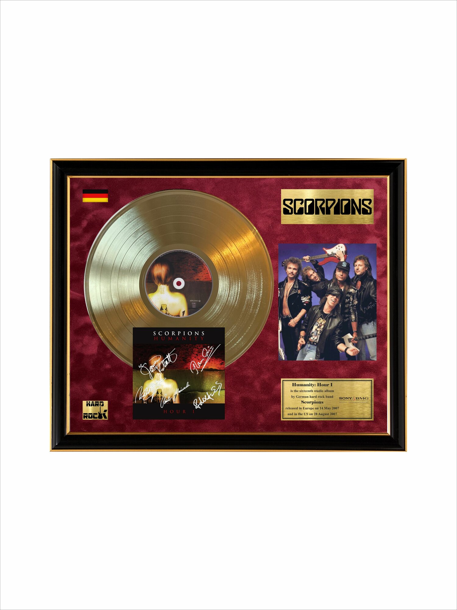 Золотая виниловая пластинка Scorpions в рамке