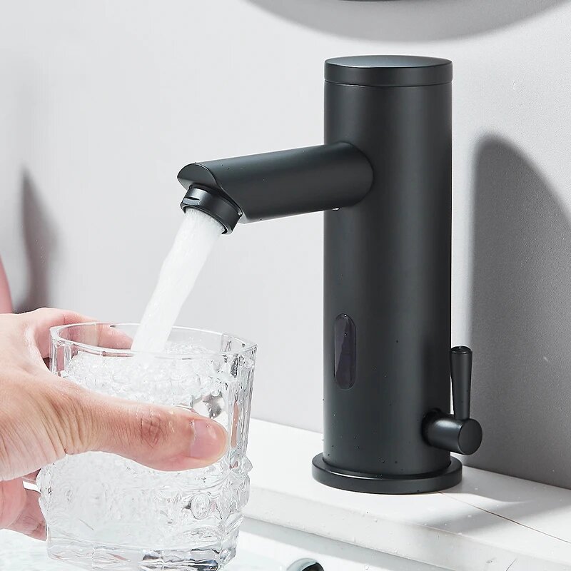 Душевой сенсорный раковина Smart Sensor Basin Faucet Автоматический сенсорный водопадный раковинный кран Ванна кран Ванна раковина кран Умывальник кран — Черный