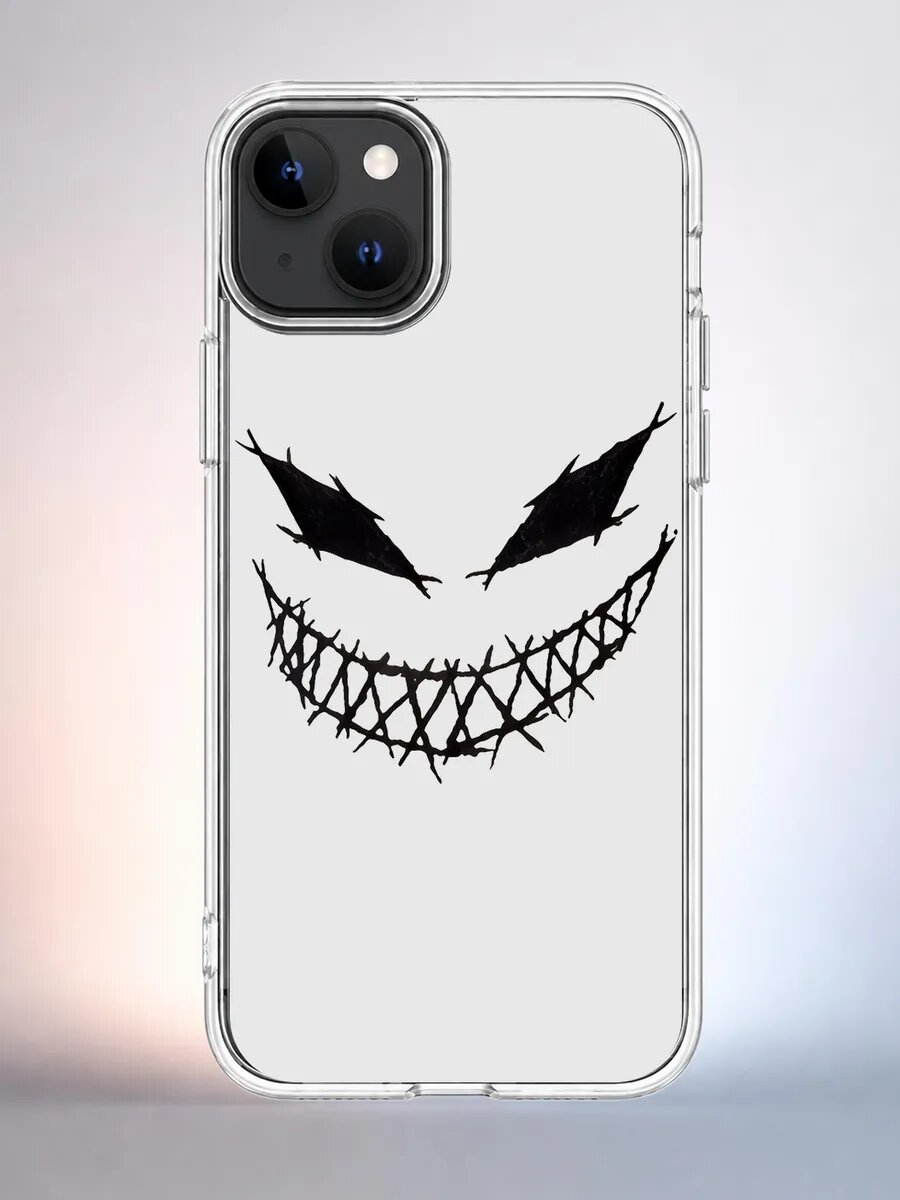 Чехол iPhone 15 зловещий оскал силиконовый прозрачный