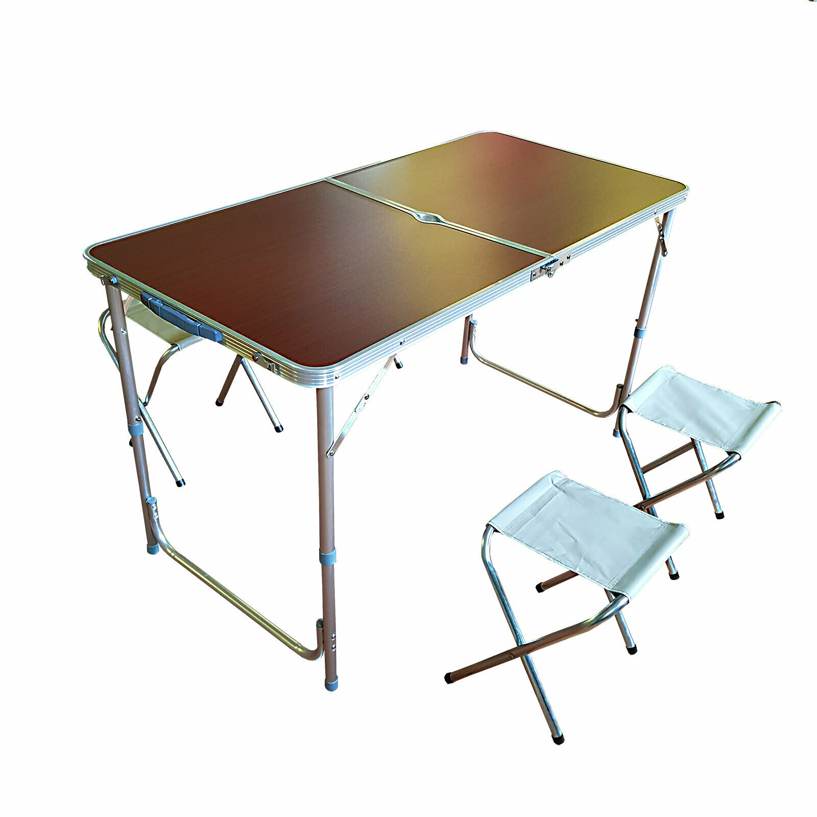 Стол складной Vitfishing, 120x60x55см, коричневый, с 4 стульями