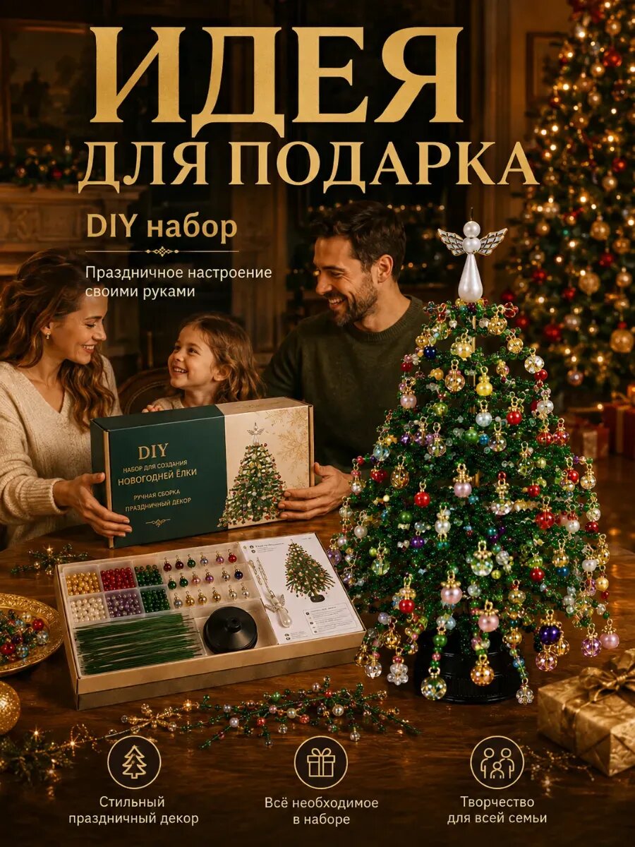 Набор для создания новогодней елки из бусин с подсветкой