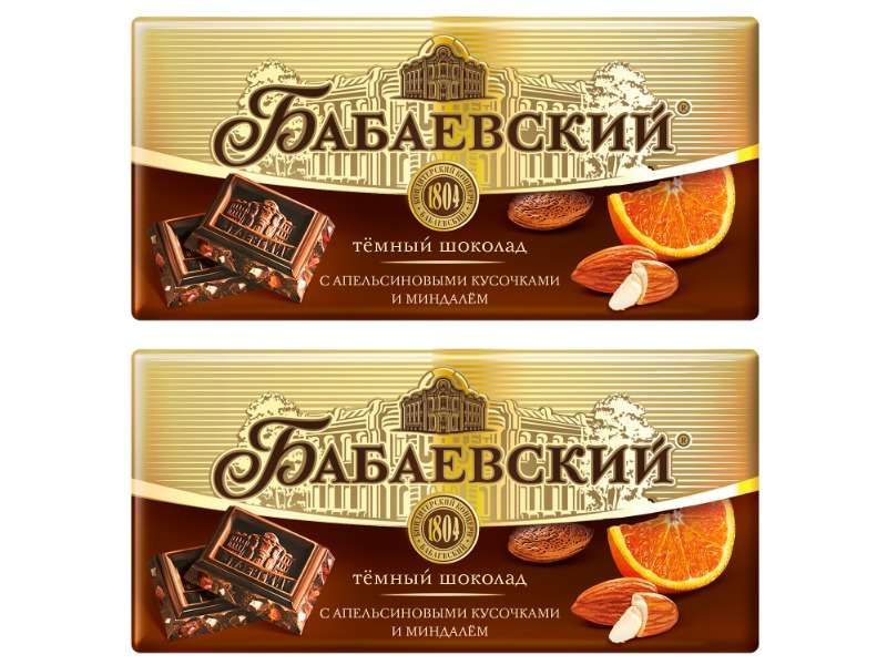 Бабаевский с апельсиновыми кусочками и миндалем, 75 г, 2 шт
