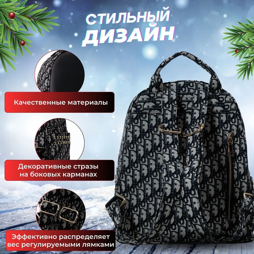 Рюкзак с LED экраном, женский, подростковый, черный, с принтом, водонепроницаемый — фото 1