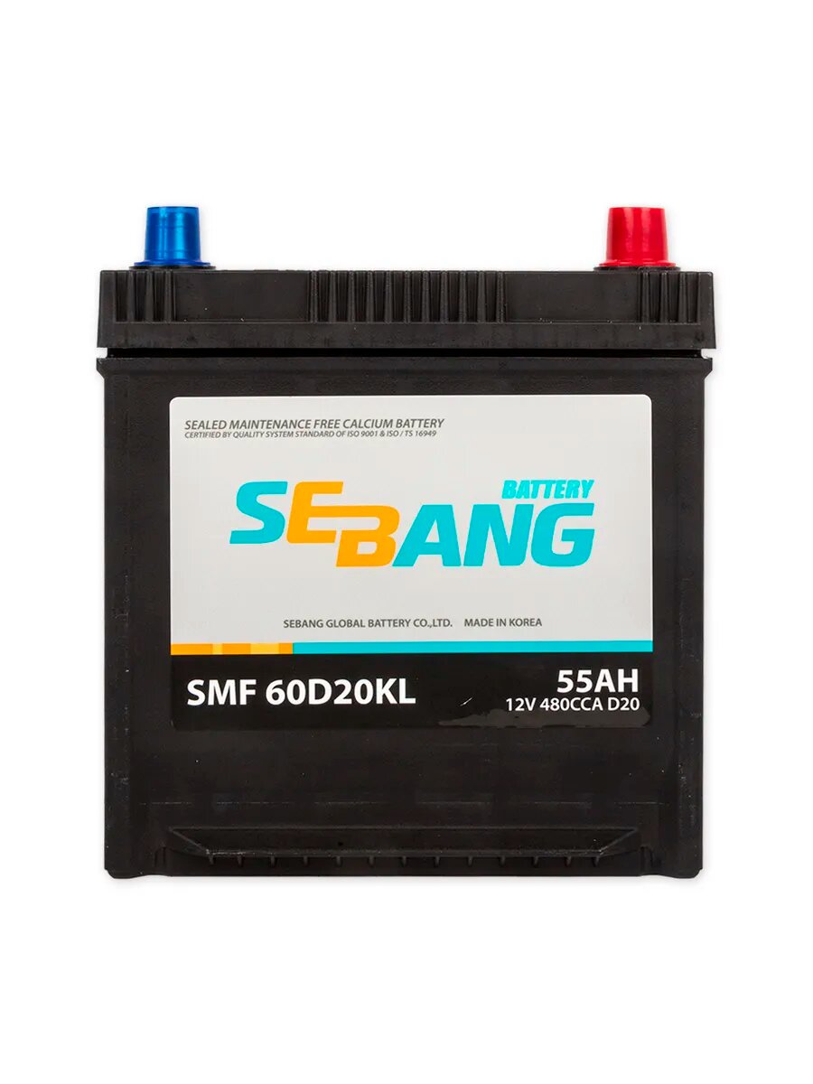 Аккумулятор SEBANG JIS 55А/ч обратный R+ D20 EN 480А