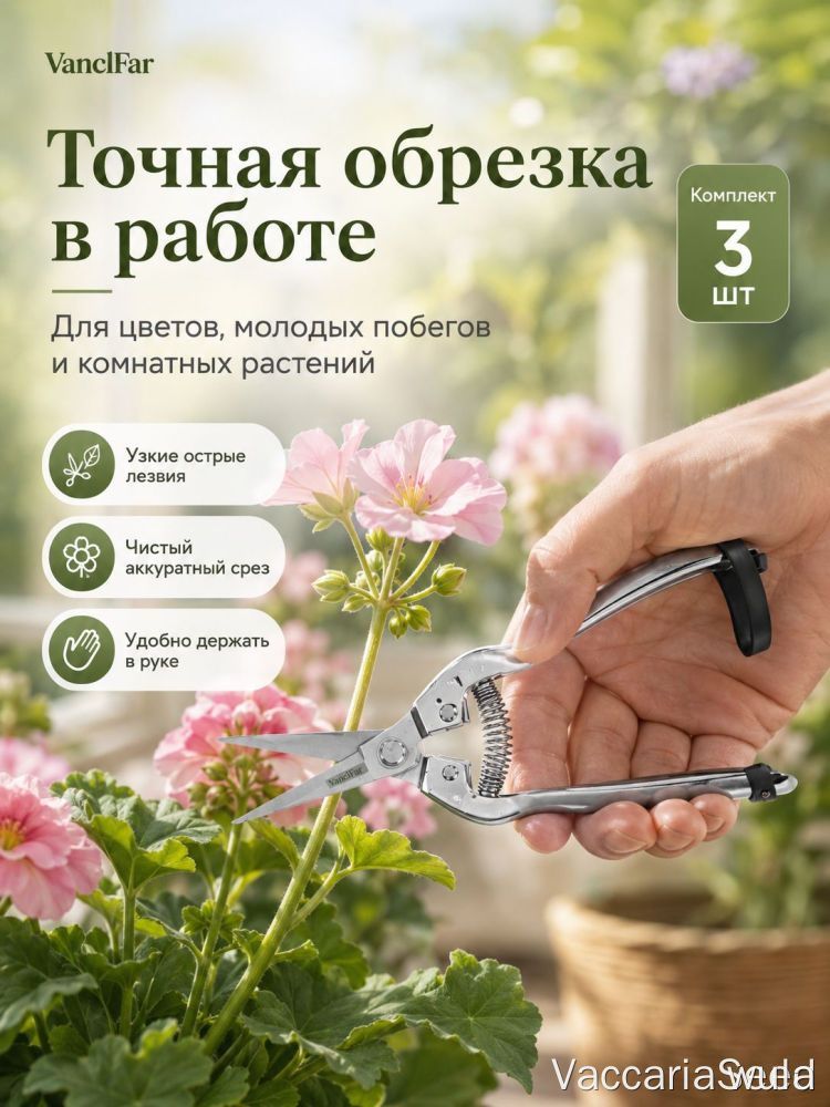 Секатор садовый VancIFar 3 шт нержавеющая сталь пружинный механизм для цветов и растений ножницы для обрезки