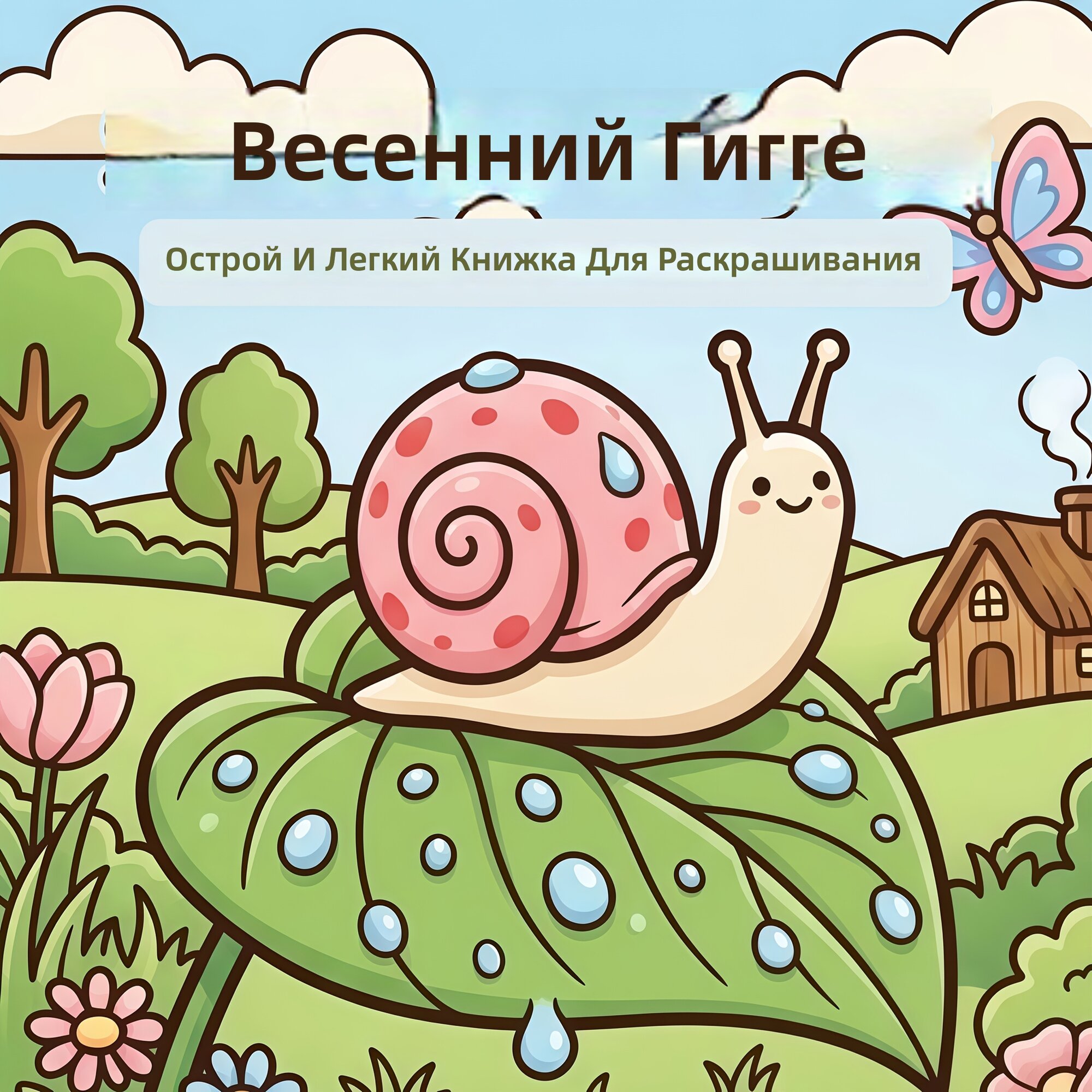 Книжка-раскраска на плотной бумаге, 24 страницы, пасторальный стиль «Уютная деревня» с тёплыми домиками и цветущими садами