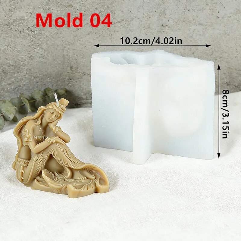 Силиконовая форма для свечей "Женщина с арфой" Mold 04