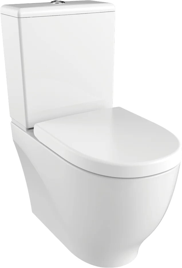 Унитаз-компакт напольный Creavit Mare MA361.00100 с микролифтом, безободковый, антивсплеск, фарфоровый, белый, глянцевый, овальный, с нижним подводом, сиденье для унитаза в комплекте