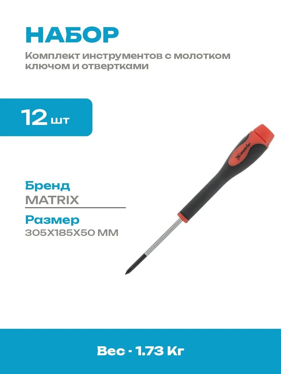 Бытовой набор инструментов 12 предметов с разводным ключом