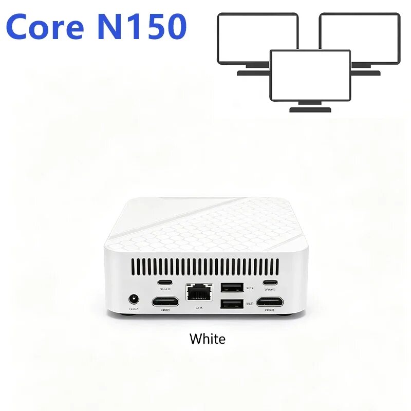 Intel N150 Мини-ПК 16ГБ, 4К, Windows 11 Белый, 16GB 1024GB, N150-white