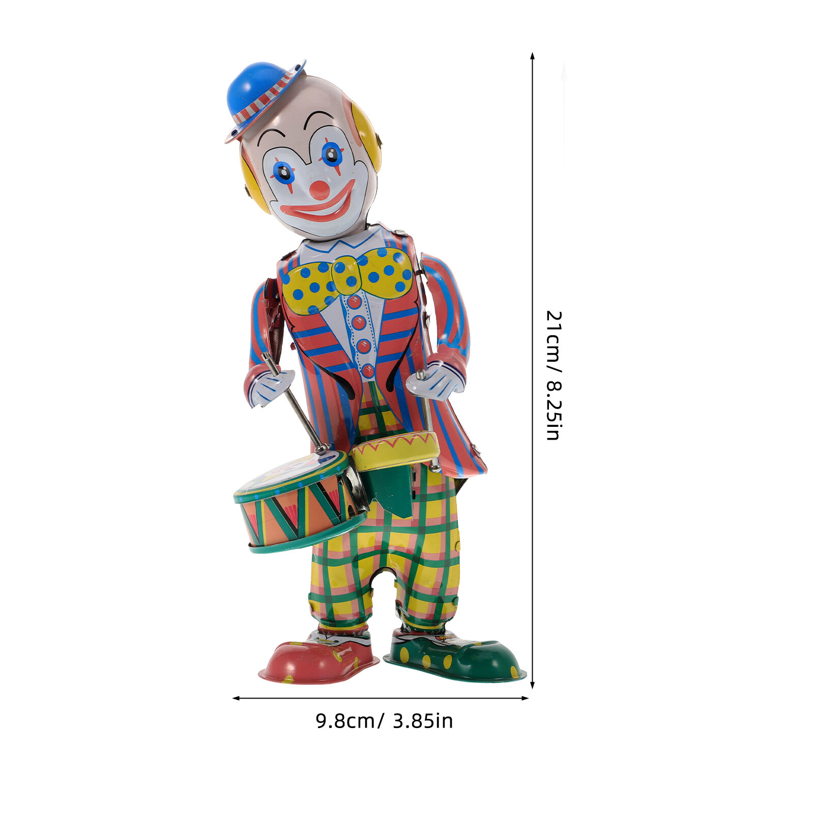 Игрушка На Ветру Барабанщик Клоун Из Жести 1ШТ Размер 21.00X9.80X9.50CM