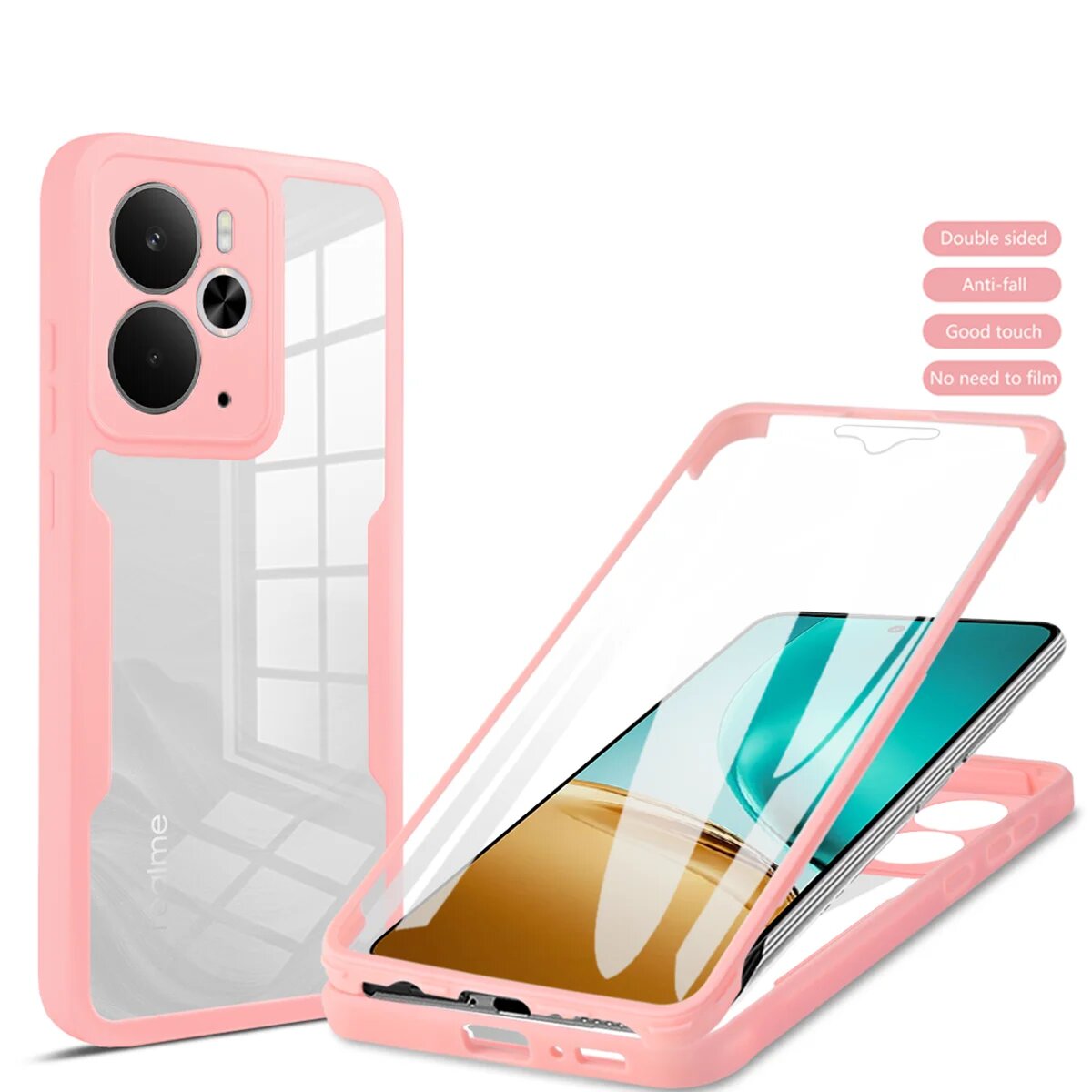 Чехол для Realme 14T / Realme 14 5G: Полная защита корпуса, realme 14T, Розовый, qc360 - Pink