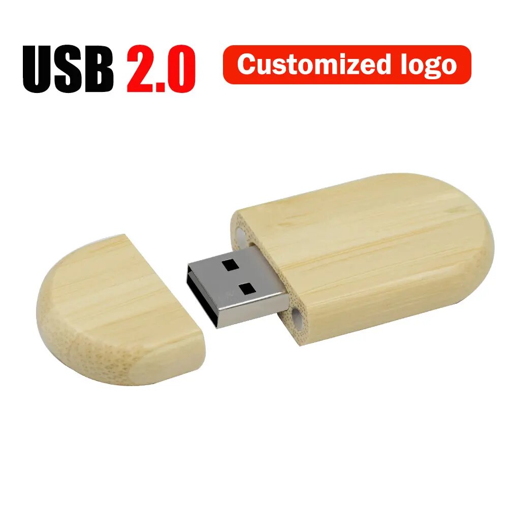 Деревянный USB-накопитель KFHIREW 4-64 ГБ Бежевый, 4 ГБ, Bamboo no box