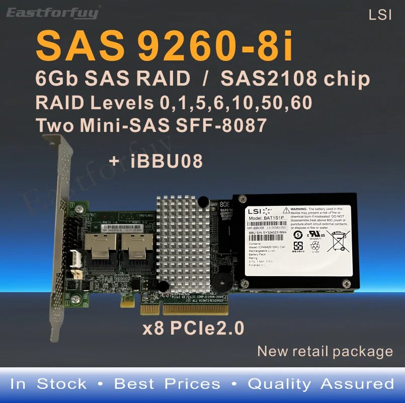 Eastforfuy LSI00198 9260-8i 8-портовая RAID-карта 9260 With battery