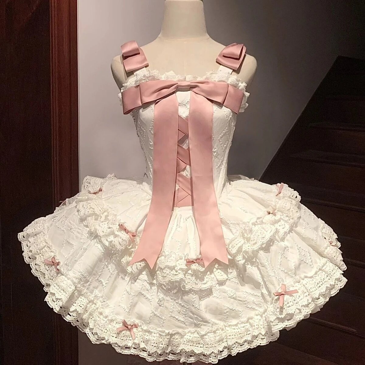 Платье Лолита японского стиля Розовый, M, 2424 white pink