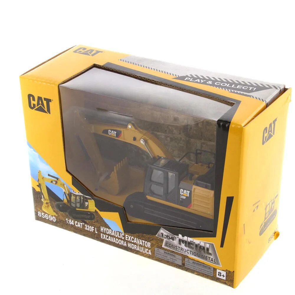 DM 85690 Модель экскаватора CAT 320F 1:64 литая коллекционная игрушка, миниатюрная строительная техника с высокой детализацией, популярный подарок для мальчиков (хит 2025)