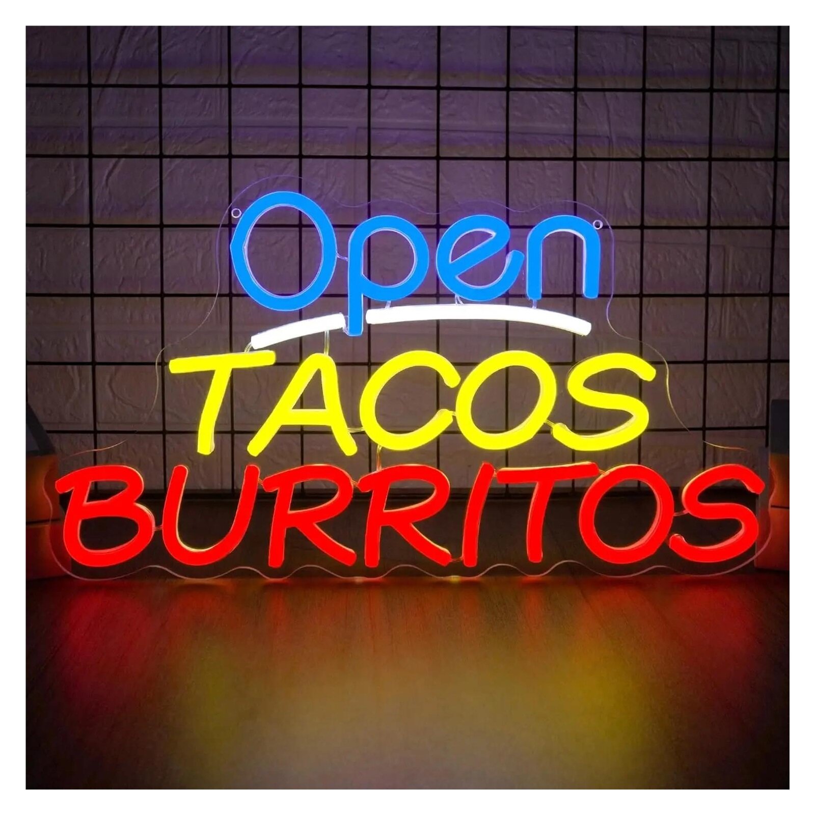 Open Tacos Burritos Неоновая Вывеска 42,5смx23,5см
