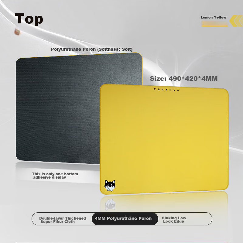 Zenith Fire Pro Gaming Mouse Pad FPS eSports Special Pure Color Stitched Skin-Friendly Matte Large Office Desk Pad CSGO Yellow 490*420*4 Polyurethane Bottom